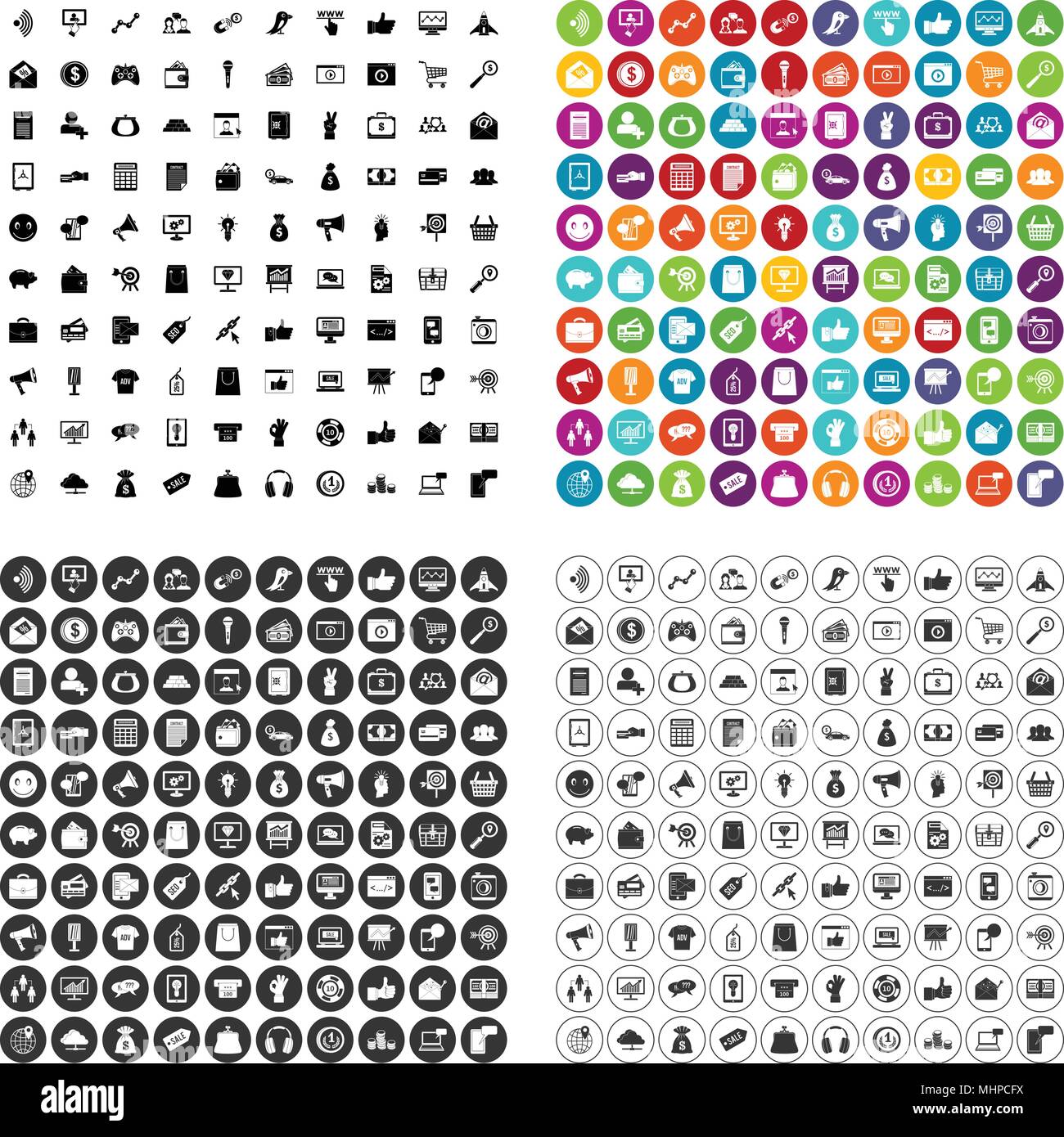100 digital marketing icons set hi-res stock photography and images - Alamy
