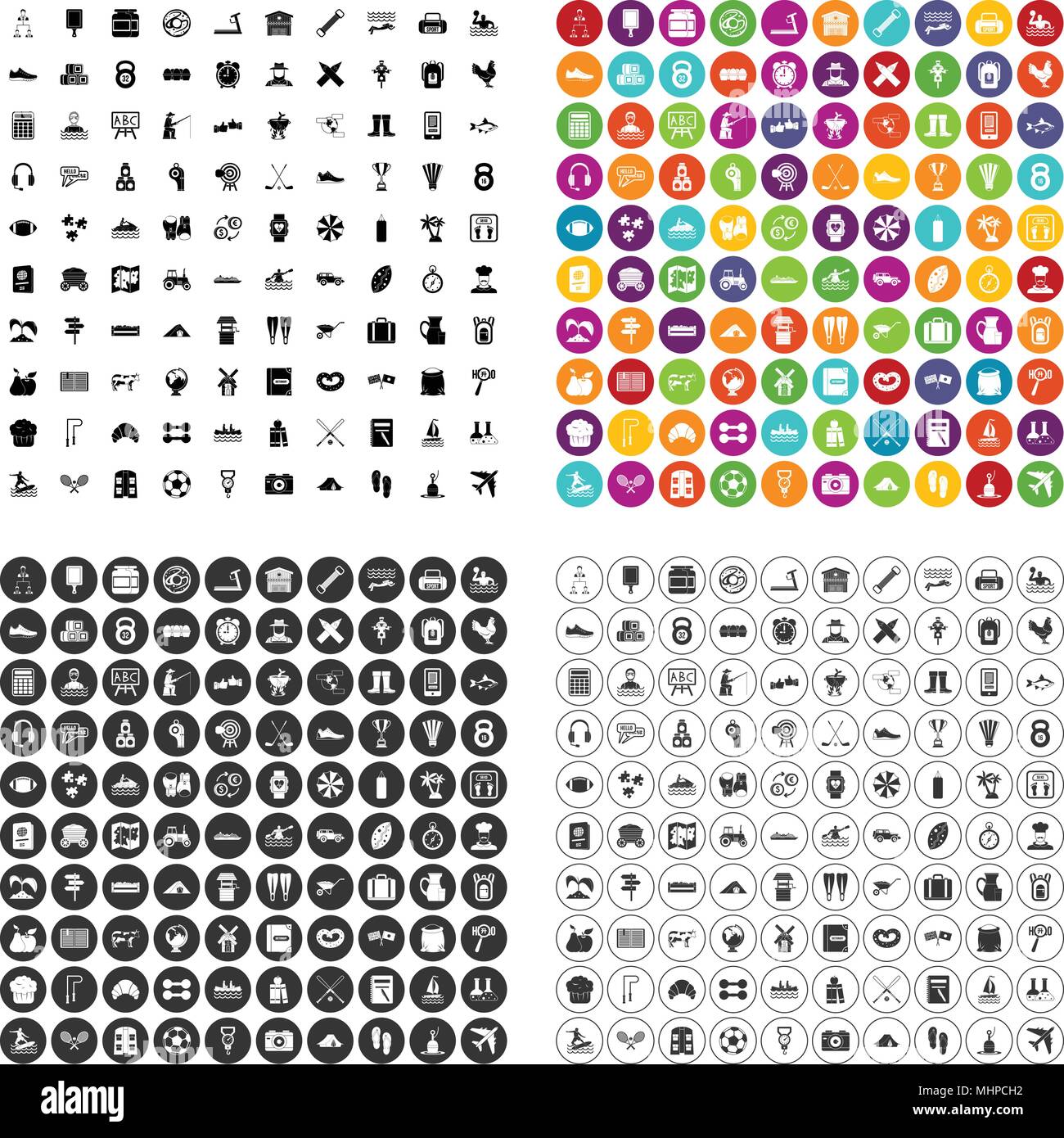 100 activity icons set vector variant Stock Vector Image & Art - Alamy