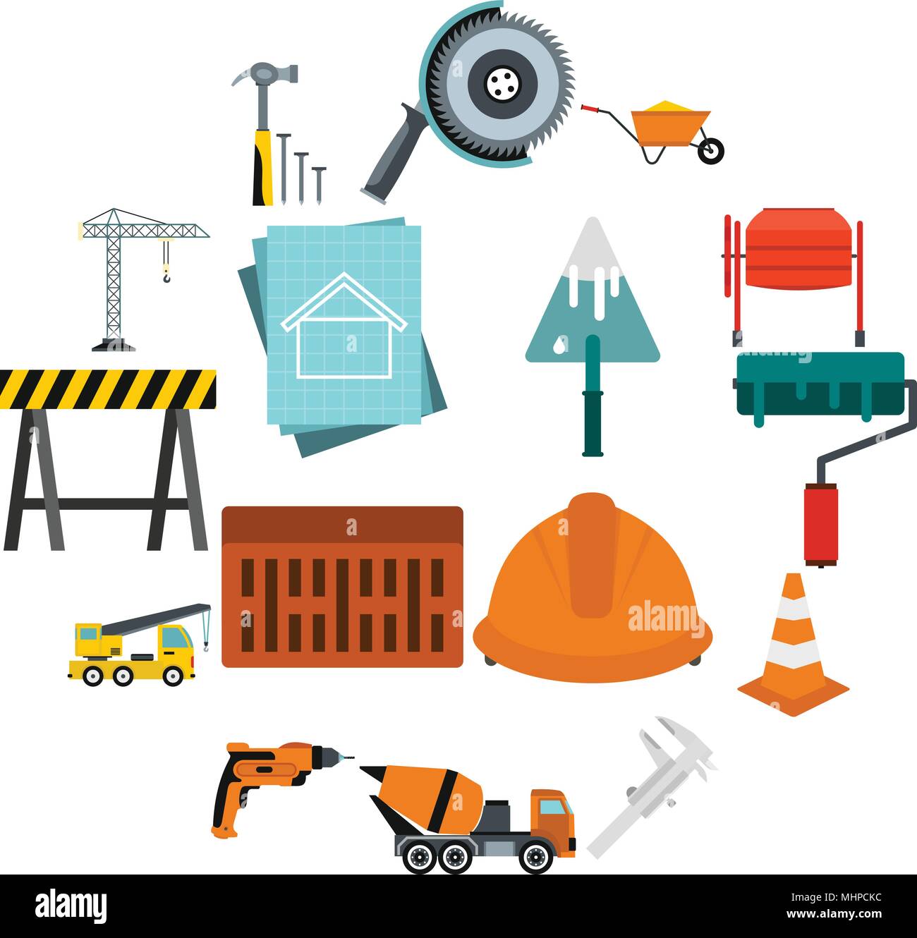 Architecture icons set, flat style Stock Vector Image & Art - Alamy