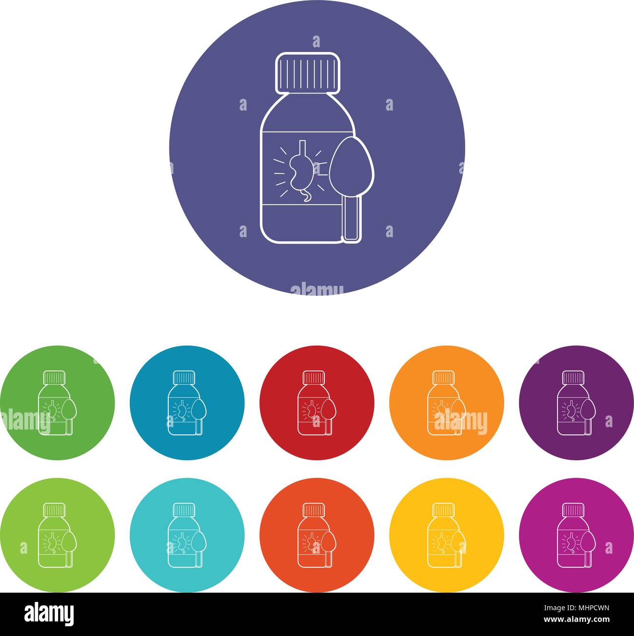 Medical syrup for kidney icons set vector color Stock Vector Image ...