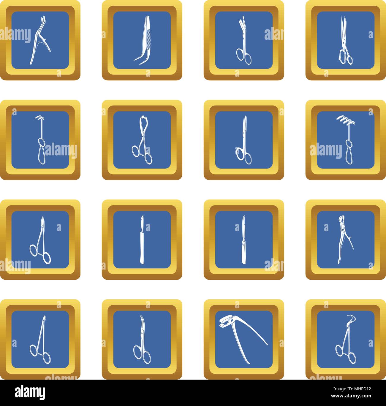 Surgeons tools icons set blue square vector Stock Vector Image & Art ...