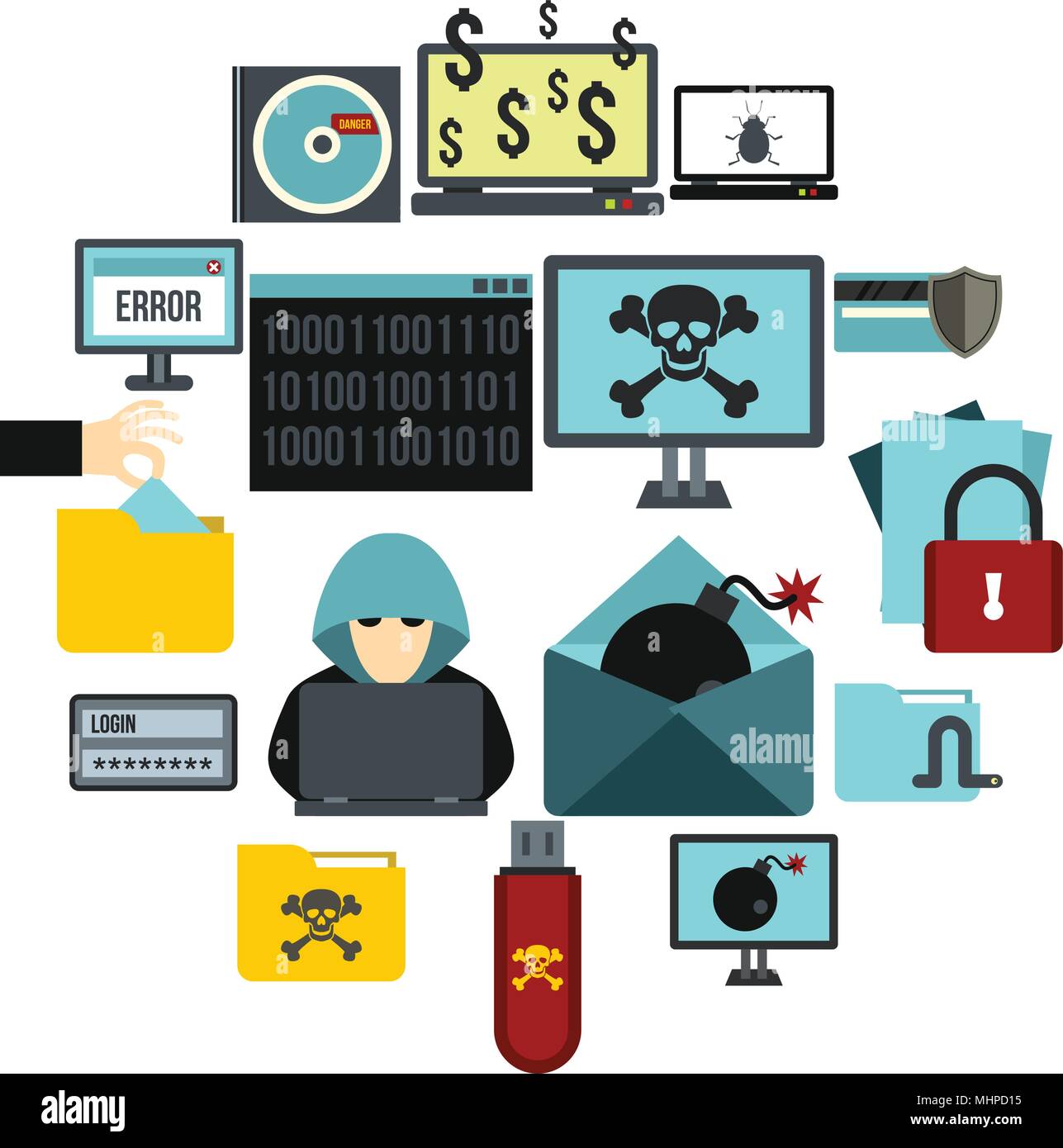 Criminal activity icons set, flat style Stock Vector Image & Art - Alamy