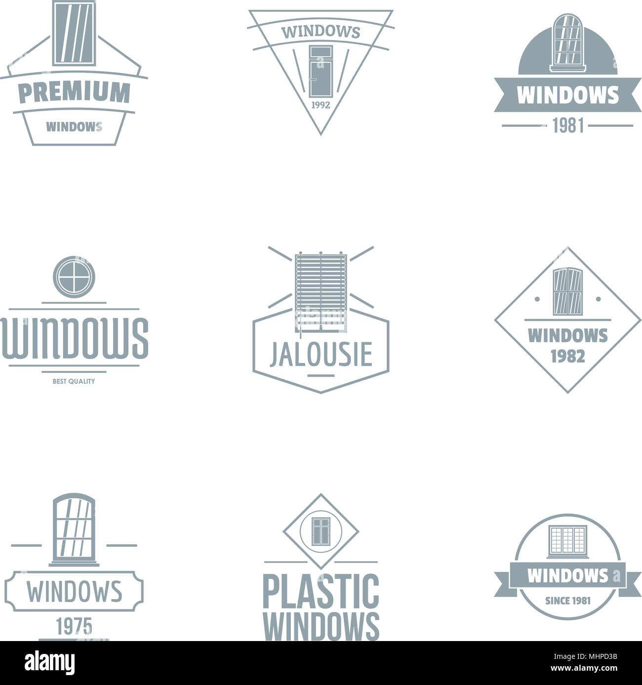 Plastic window logo set, simple style Stock Vector Image & Art - Alamy