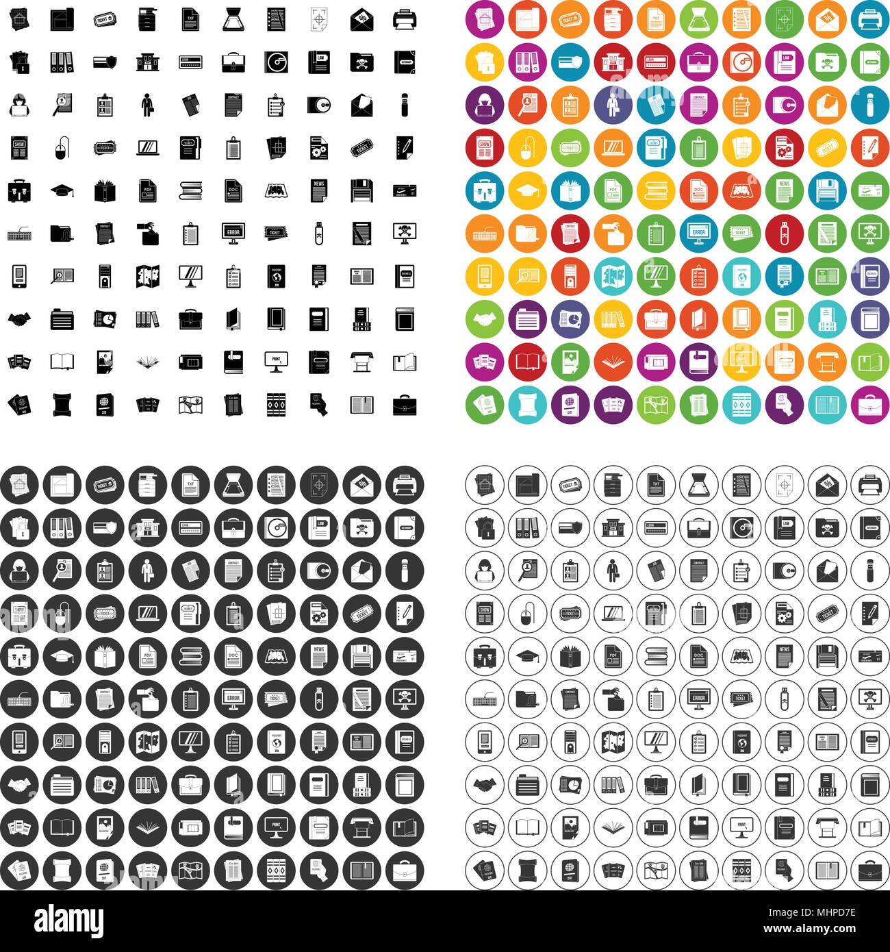100 document icons set vector variant Stock Vector Image & Art - Alamy