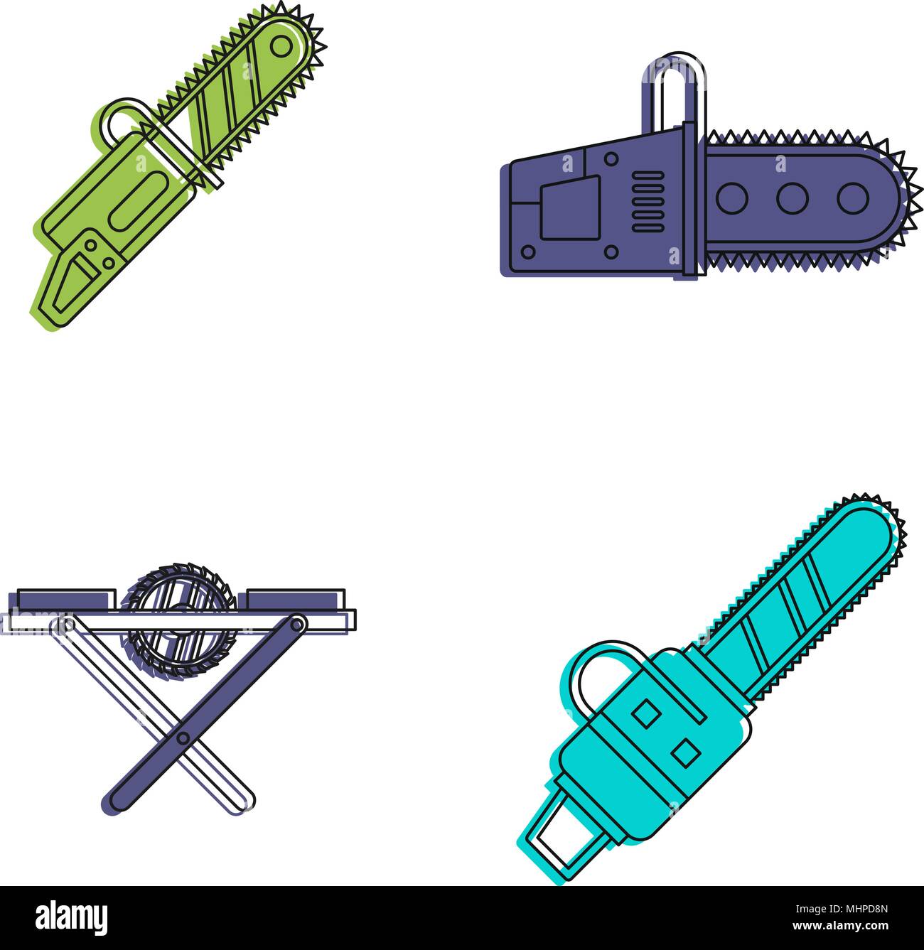 Chainsaw icon set, color outline style Stock Vector Image & Art - Alamy