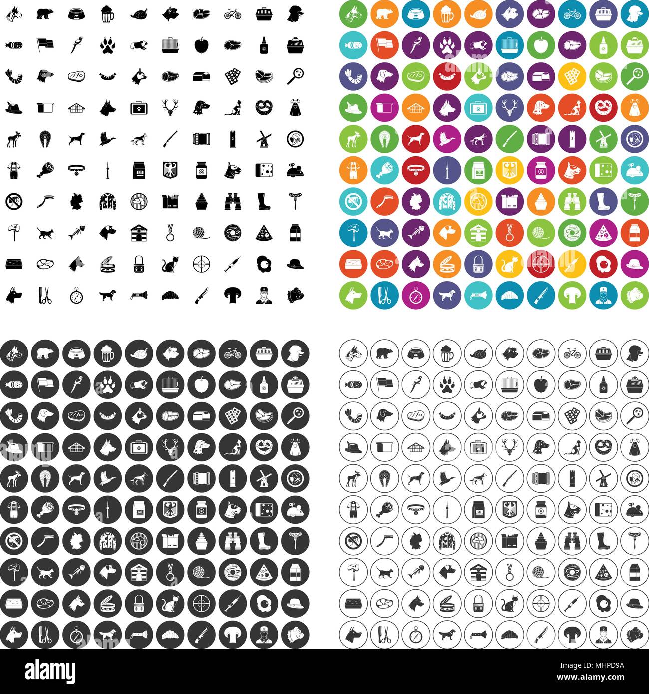 100 dog icons set vector variant Stock Vector Image & Art - Alamy