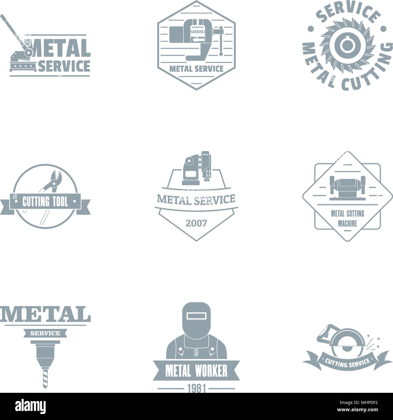 Metal service logo set, simple style Stock Vector Image & Art - Alamy