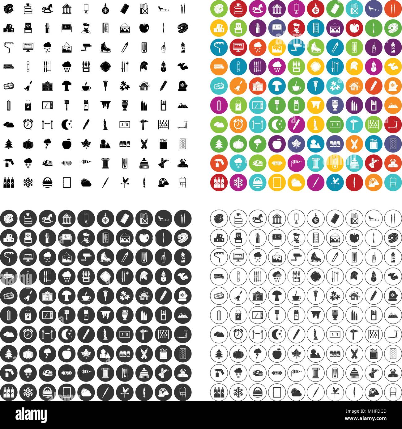 100 drawing icons set vector variant Stock Vector Image & Art - Alamy
