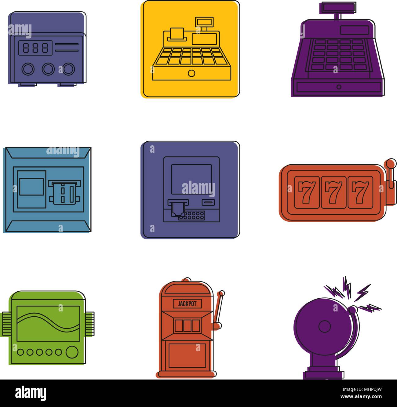 Electric device icon set, color outline style Stock Vector Image & Art ...