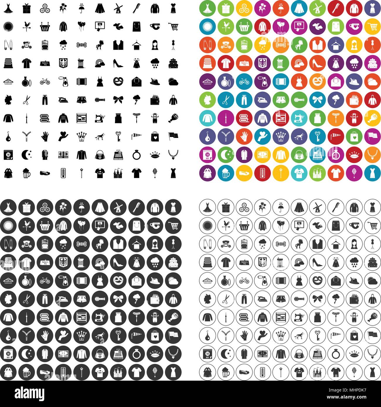 100 dress icons set vector variant Stock Vector Image & Art - Alamy
