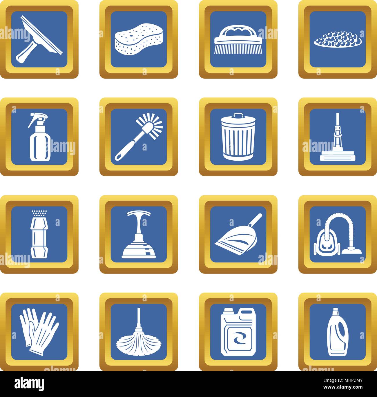 Cleaning icons set blue square vector Stock Vector Image & Art - Alamy