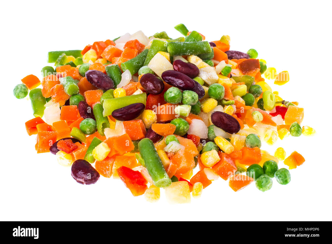 Mix of vegetables with red beans frozen. Studio Photo Stock Photo - Alamy