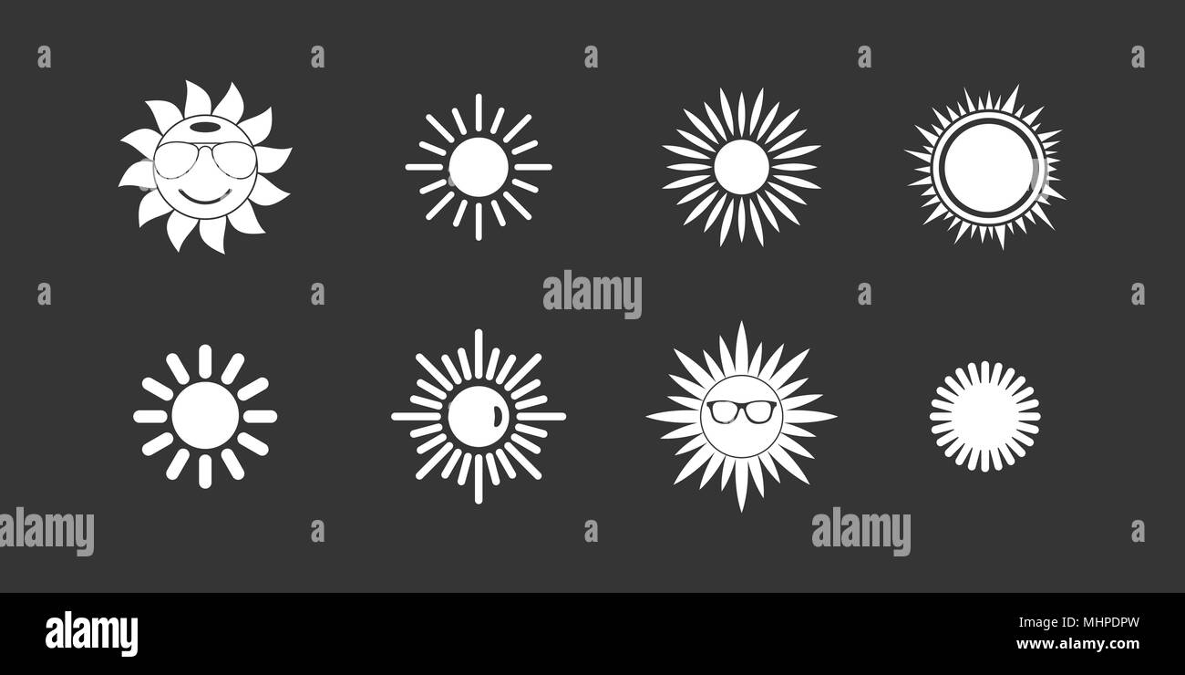 Sun icon set grey vector Stock Vector Image & Art - Alamy