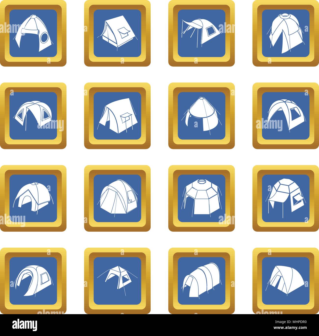 Tent forms icons set blue square vector Stock Vector Image & Art - Alamy