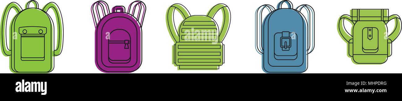 Backpack icon set, color outline style Stock Vector Image & Art - Alamy