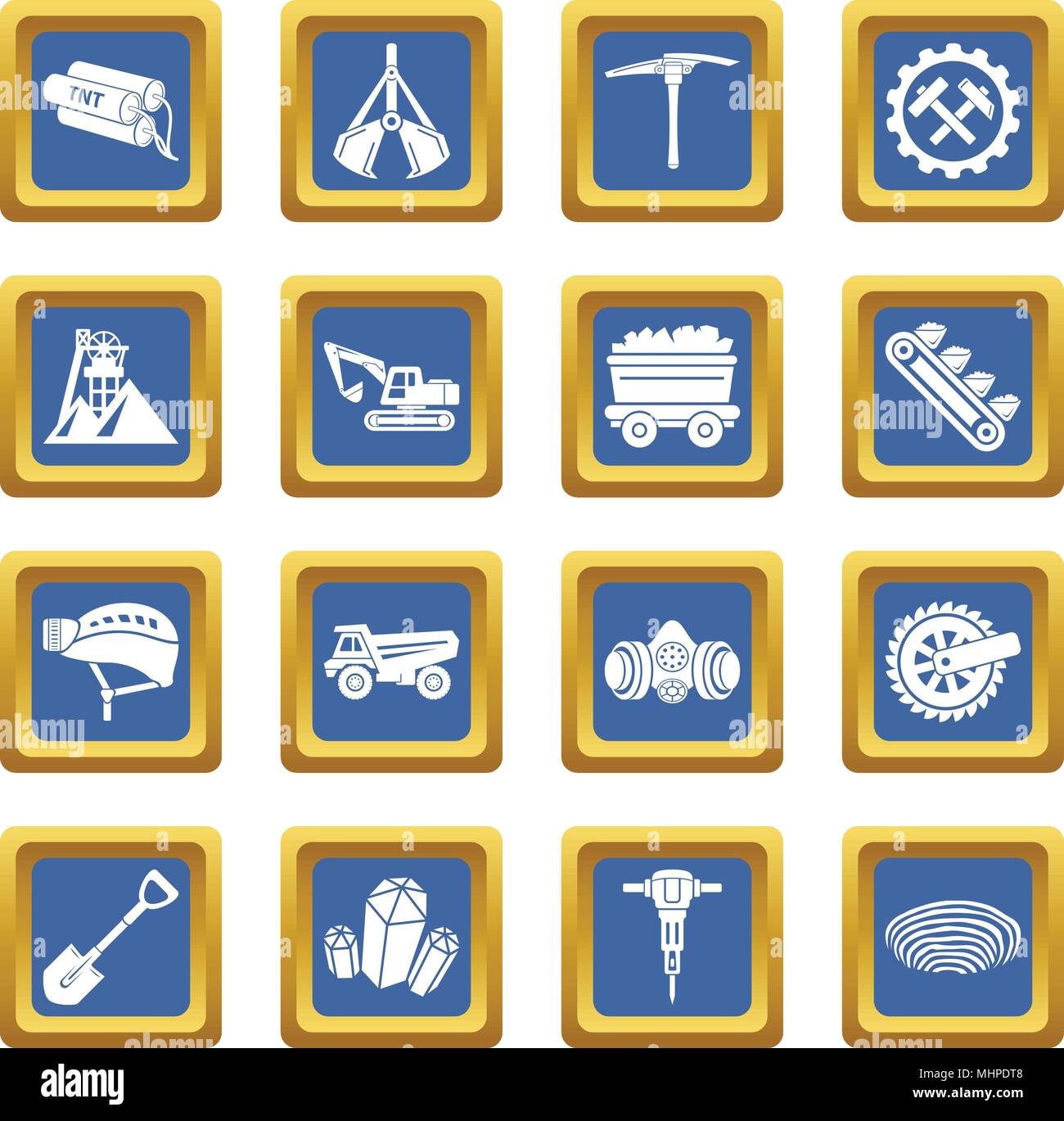 Coal mine icons set blue square vector Stock Vector Image & Art - Alamy