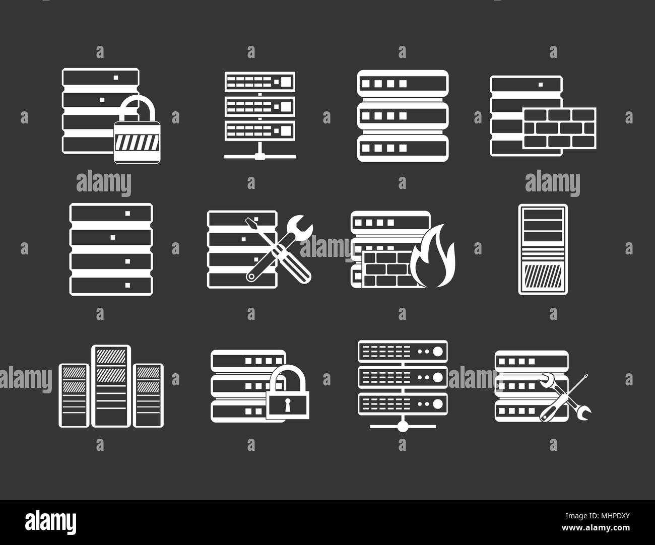 Server icon set grey vector Stock Vector Image & Art - Alamy