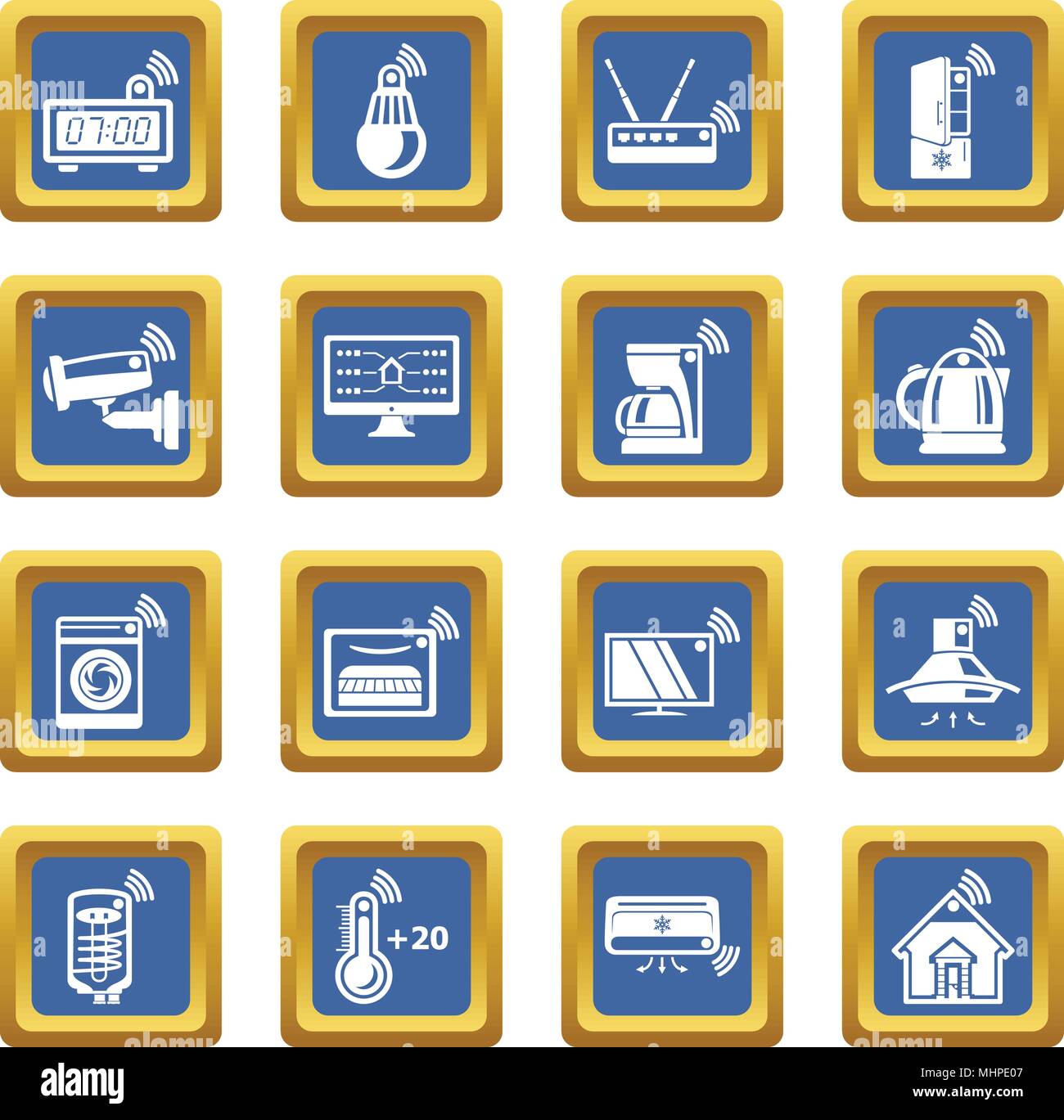 Smart home icons set blue square vector Stock Vector Image & Art - Alamy