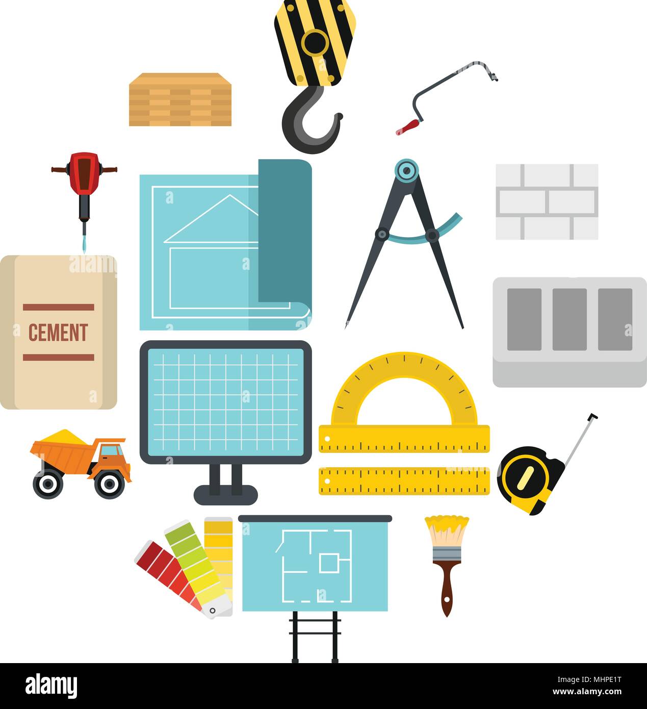 Construction icons set, flat style Stock Vector Image & Art - Alamy