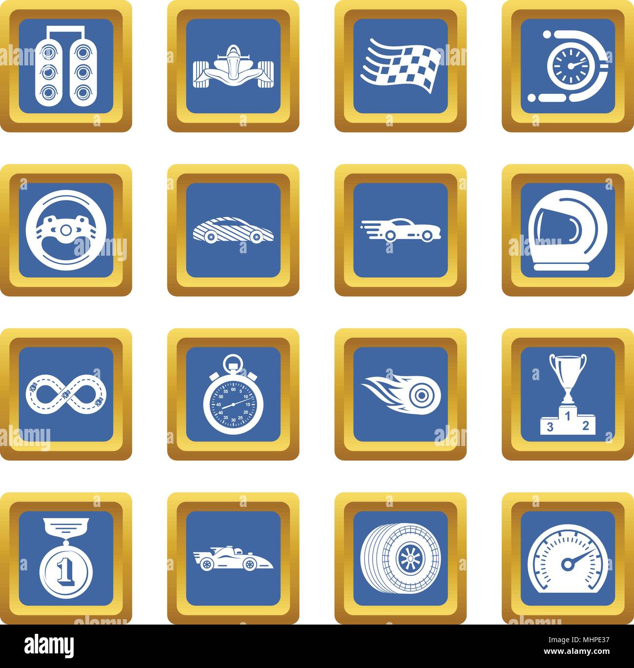 Car race icons set blue square vector Stock Vector Image & Art - Alamy