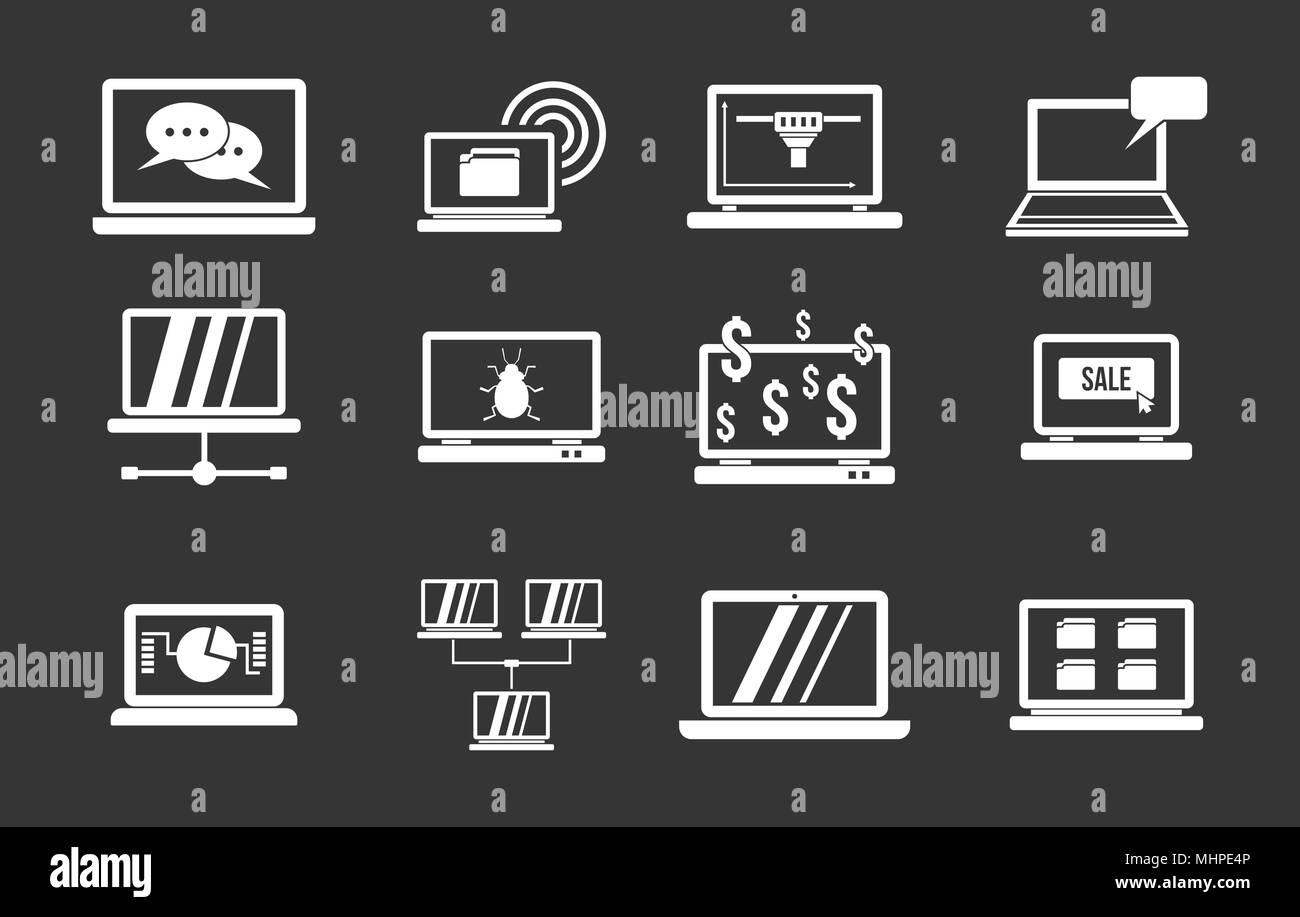 Laptop icon set grey vector Stock Vector Image & Art - Alamy