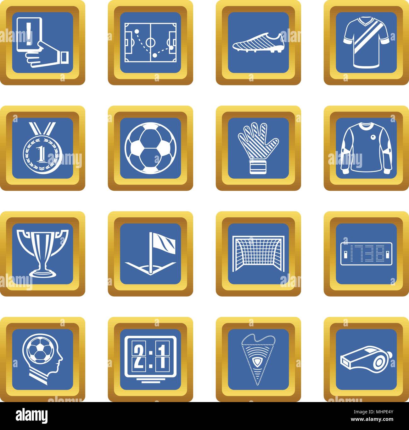 Soccer football icons set blue square vector Stock Vector Image & Art ...