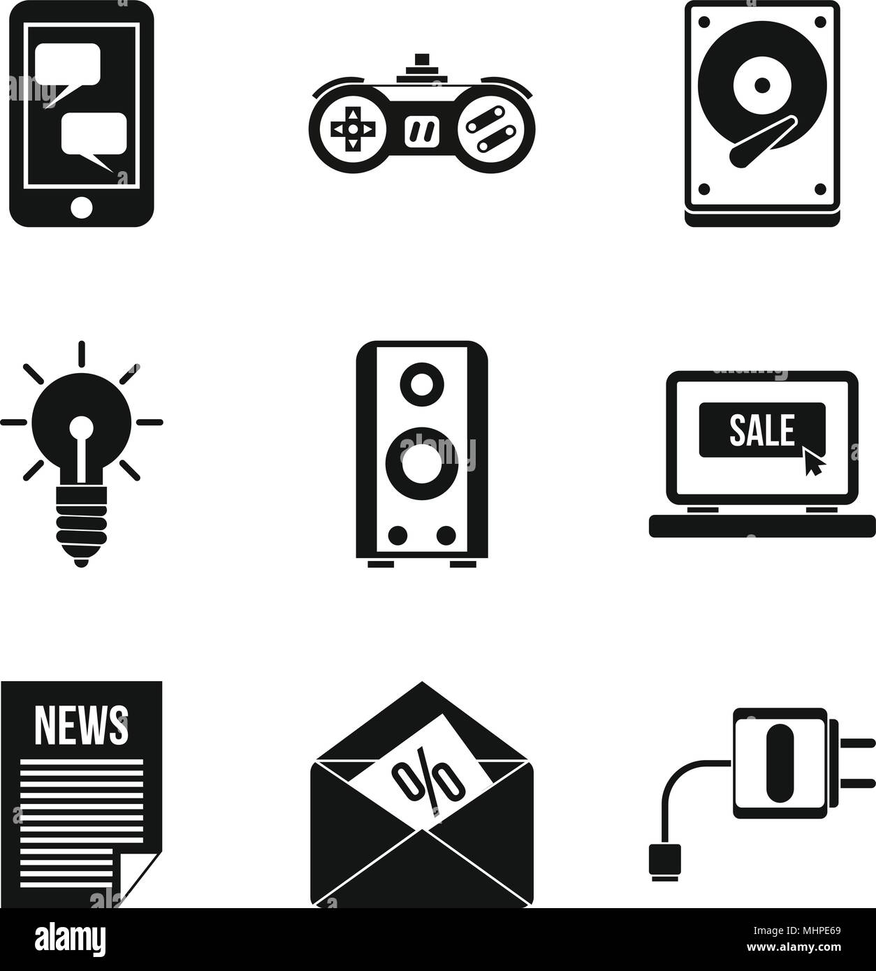 Development of mobile app icons set, simple style Stock Vector Image ...