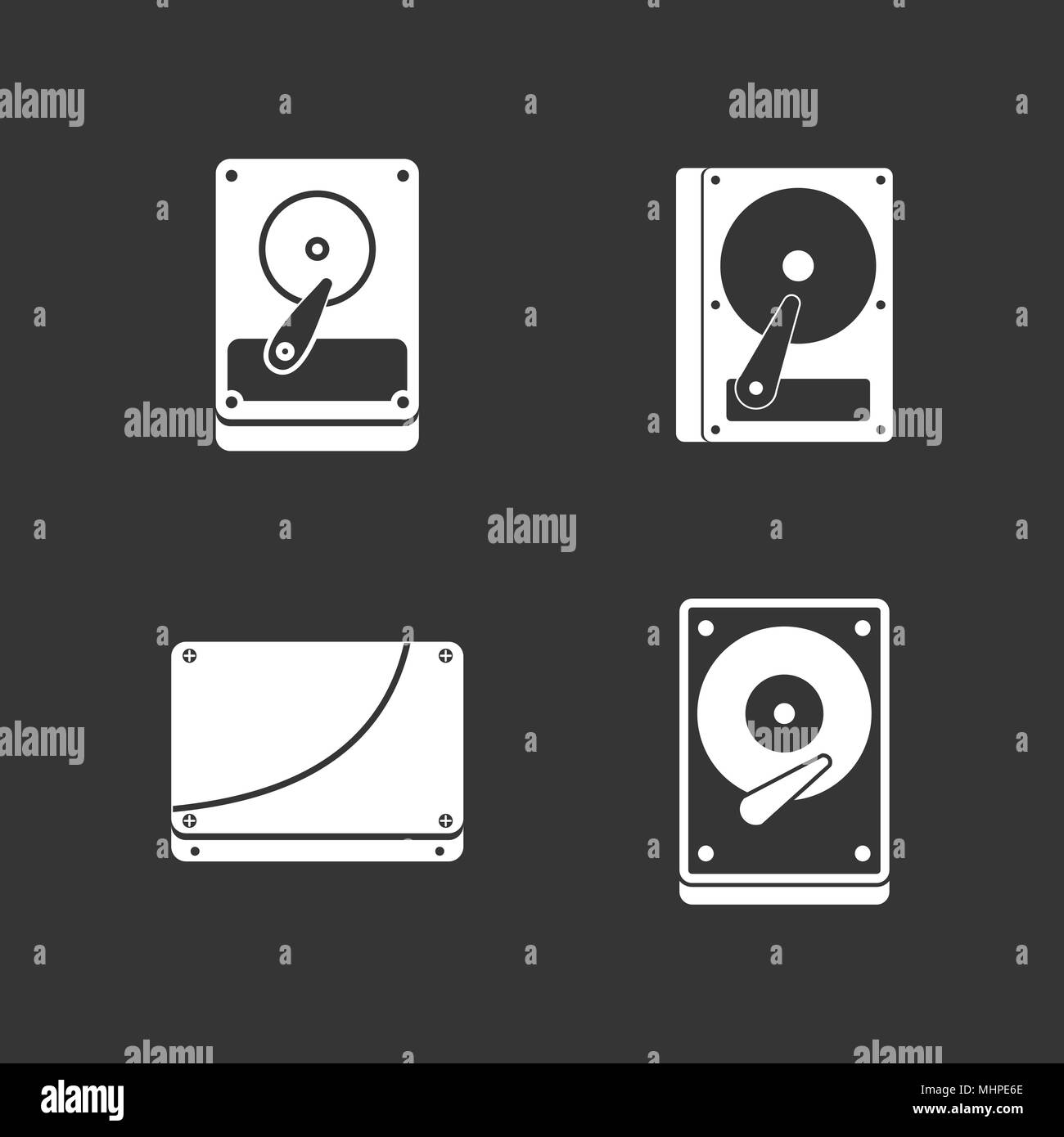Hard disk icon set grey vector Stock Vector Image & Art - Alamy