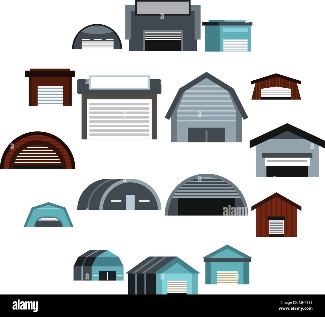 Hangar icons set, flat style Stock Vector Image & Art - Alamy
