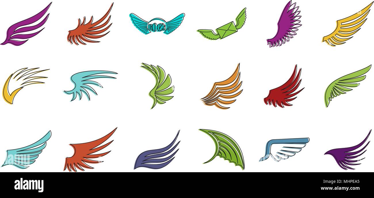 Wings icon set, color outline style Stock Vector Image & Art - Alamy