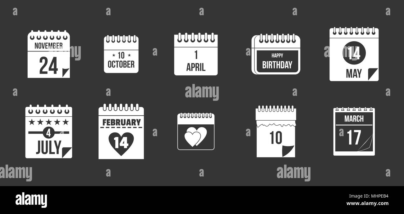 Calendar date icon set grey vector Stock Vector Image & Art - Alamy