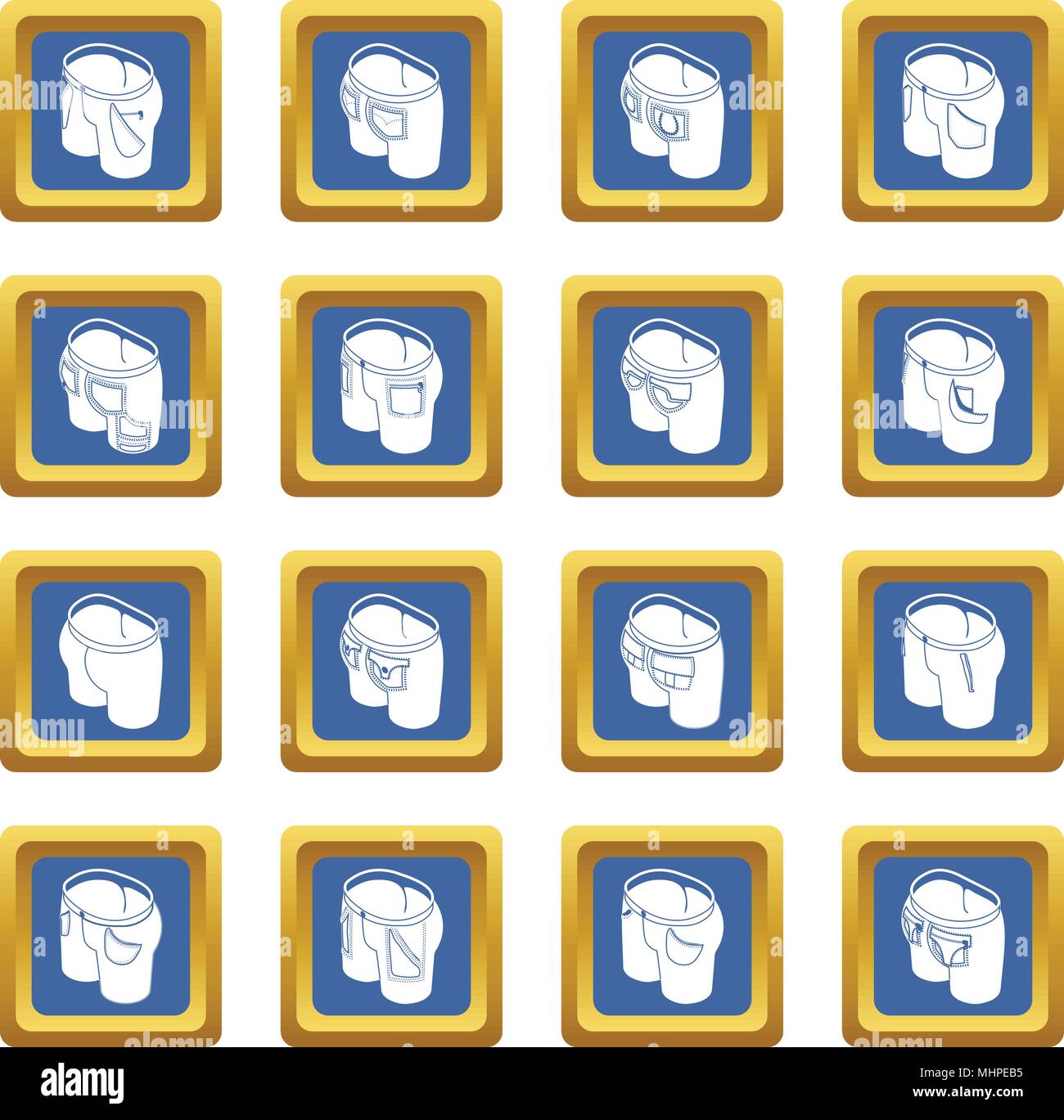 Pants pockets design icons set blue square vector Stock Vector Image ...