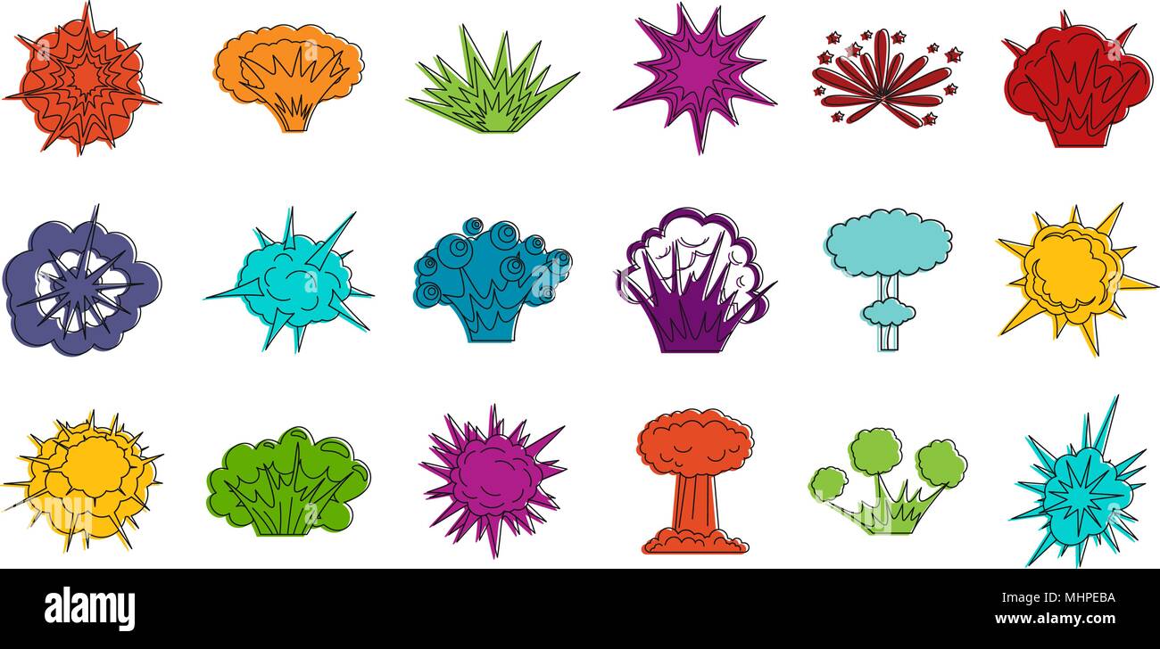 Explosion icon set, color outline style Stock Vector Image & Art - Alamy