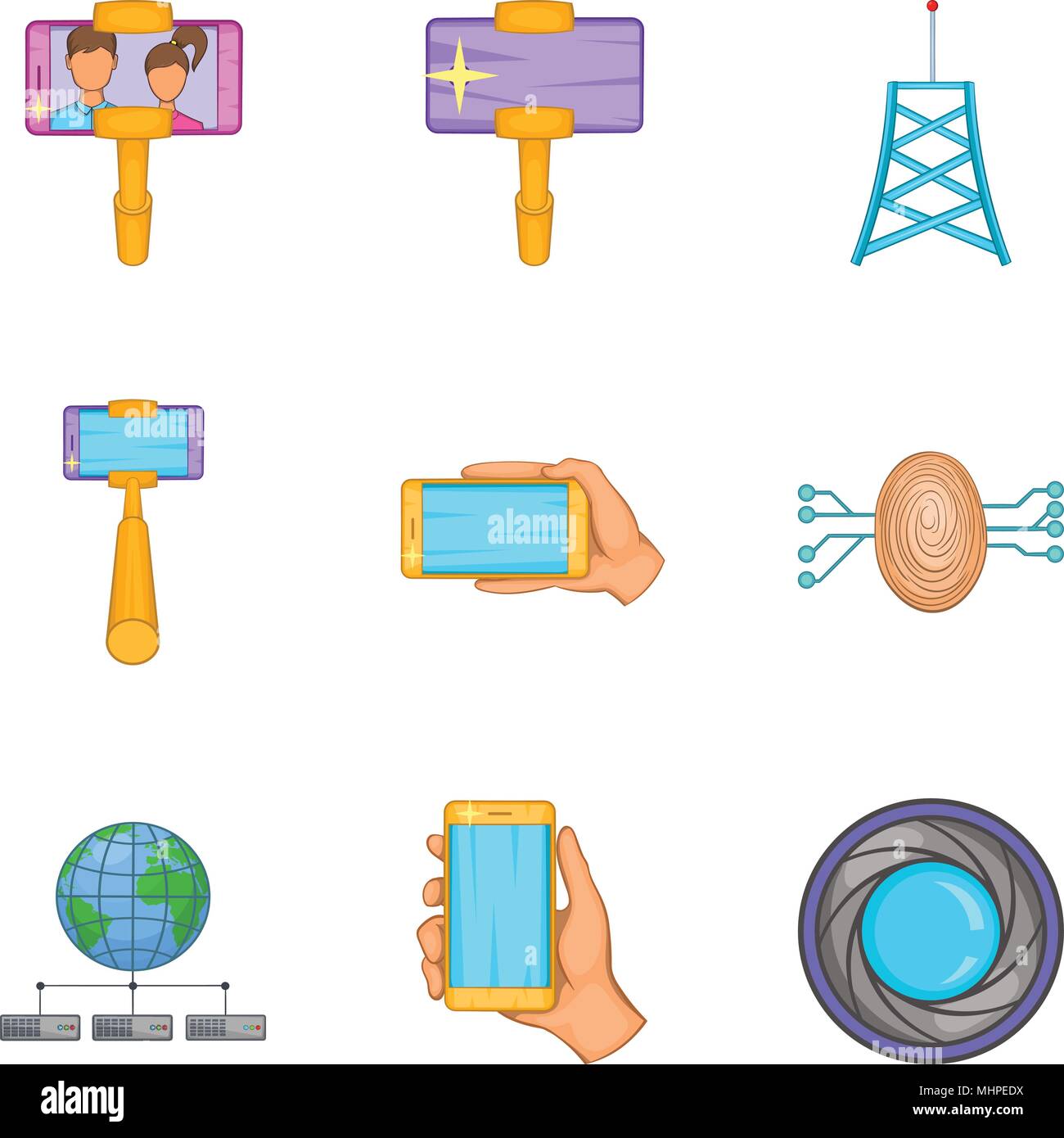 Cell phone icons set, cartoon style Stock Vector Image & Art - Alamy