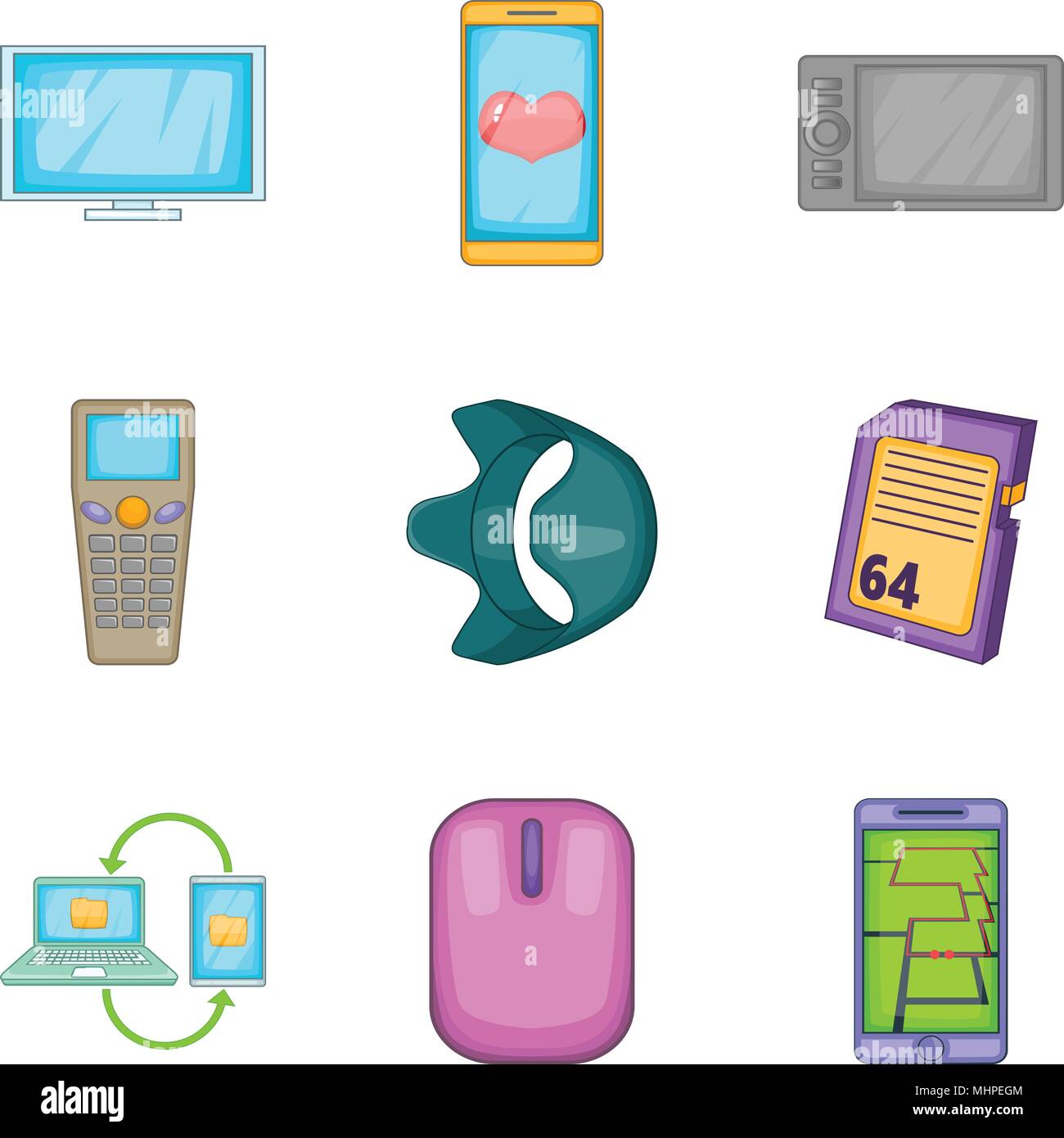 Handheld device icons set, cartoon style Stock Vector Image & Art - Alamy