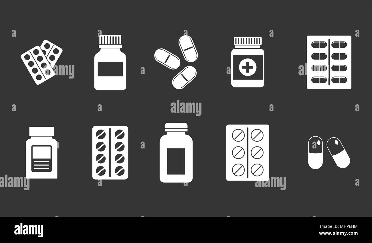 Pills icon set grey vector Stock Vector Image & Art - Alamy