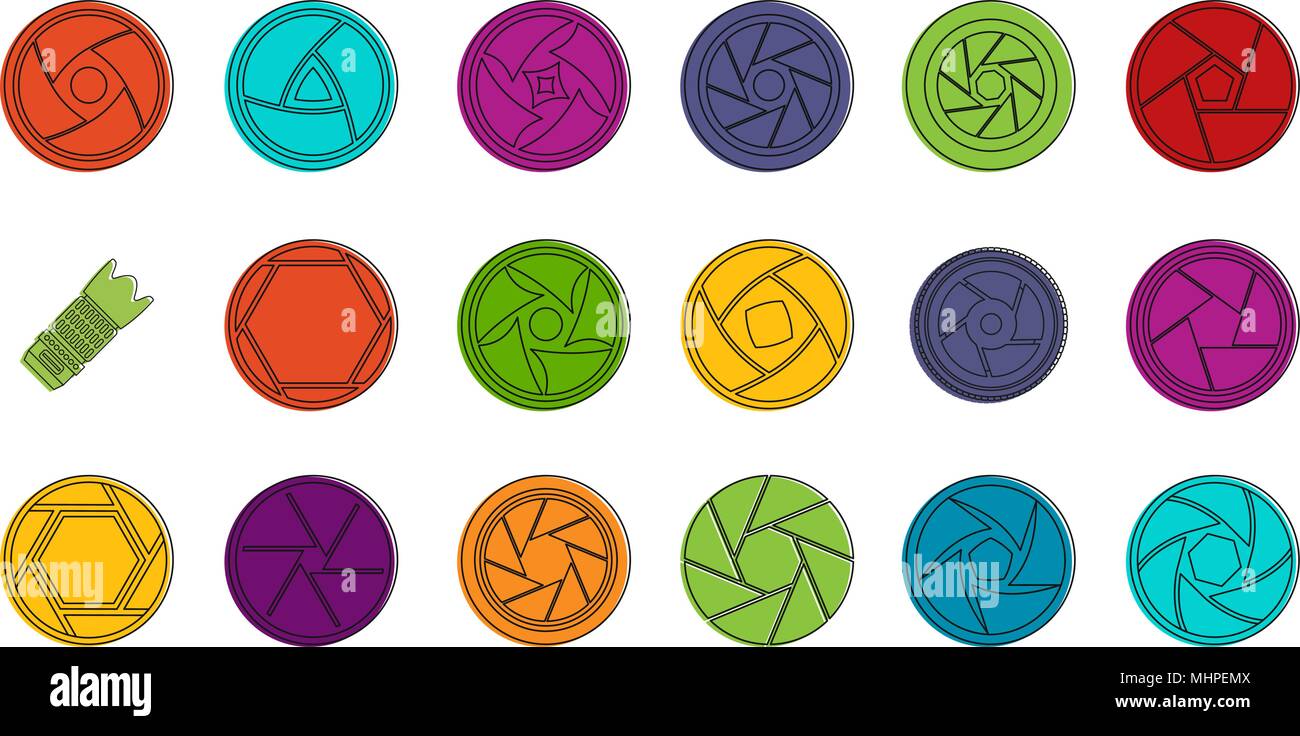 Shutter icon set, color outline style Stock Vector Image & Art - Alamy