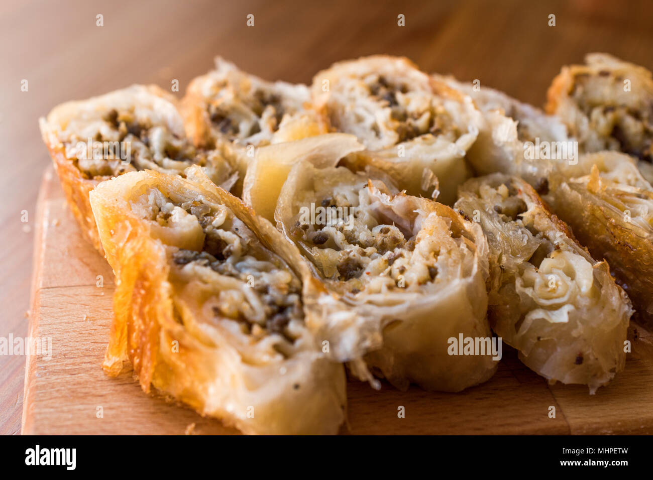 Turkish Borek Kol Boregi with Minced Meat. Bakery Concept Stock Photo ...