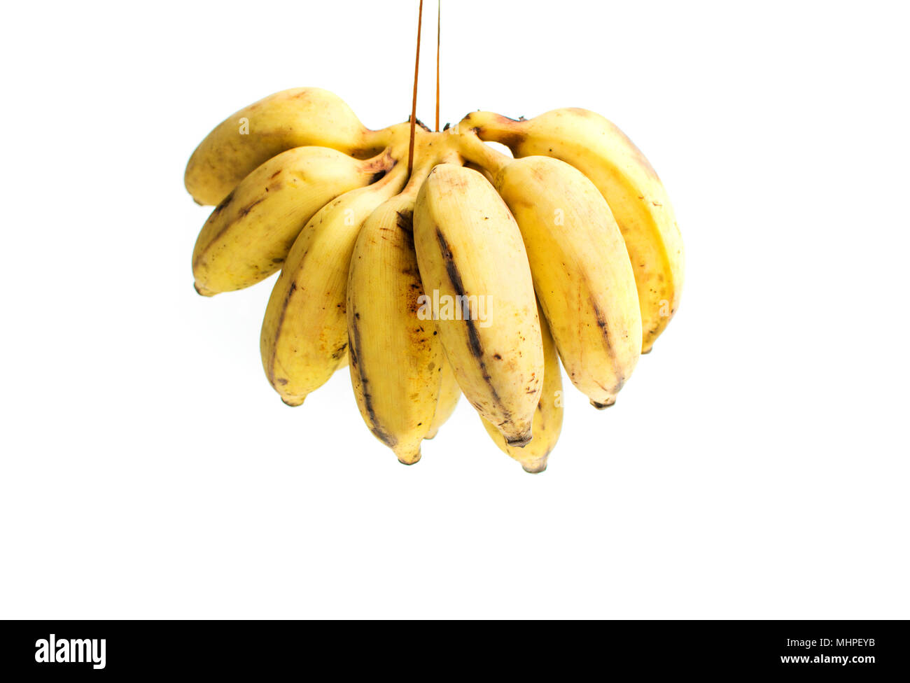 Small tropical banana cluster isolated on white background Stock Photo ...