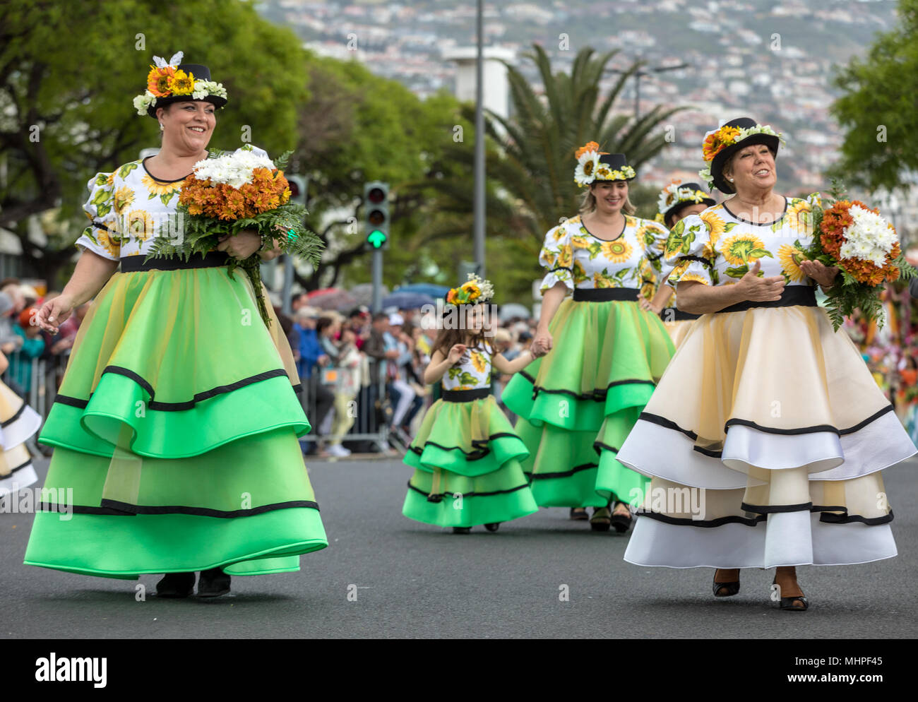 Funchal; Madeira; Portugal - April 22; 2018: a group of women in ...