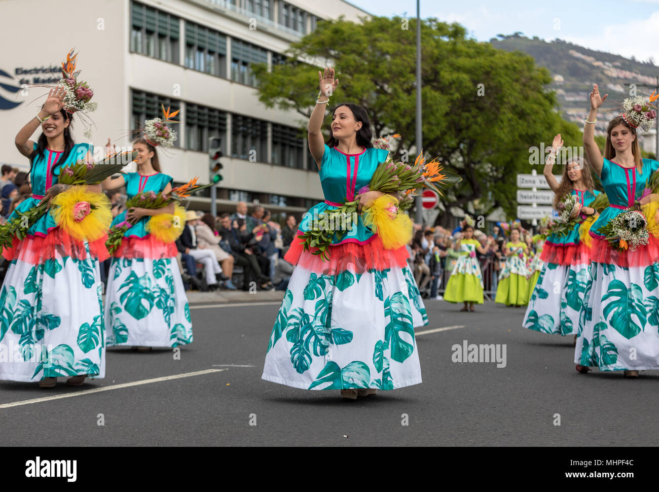 Funchal; Madeira; Portugal - April 22; 2018: A group of people in ...
