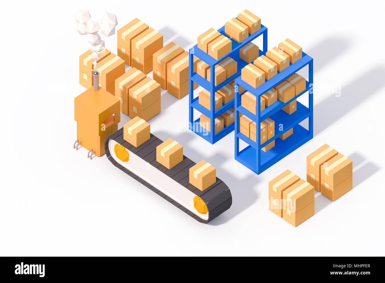 warehouse package logistic industry storage factory business lowpoly 3d ...