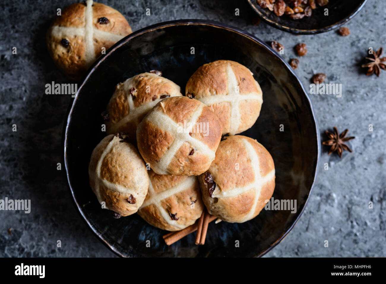 Hot Cross Buns - traditional Easter sweet spiced pies with raisins ...