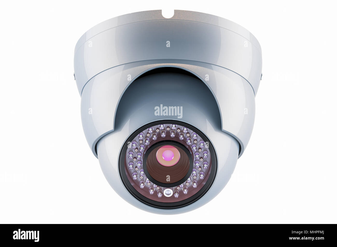 Dome security camera, 3D rendering isolated on white background Stock ...