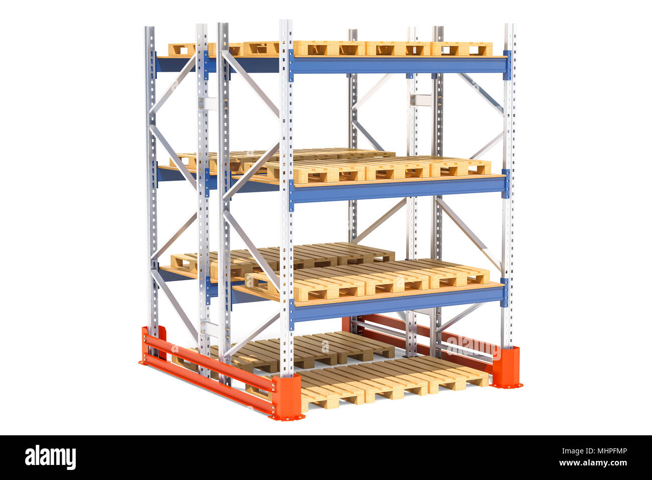 Double pallet rack. 3D rendering isolated on white background Stock ...