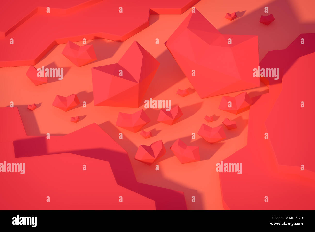 heart low poly valentine card background 3d render Stock Photo - Alamy