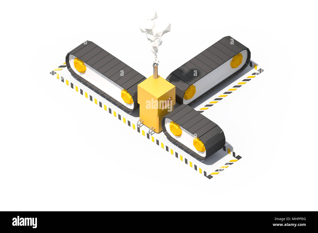 industry Production Line belt concept low poly isolated 3d render Stock ...