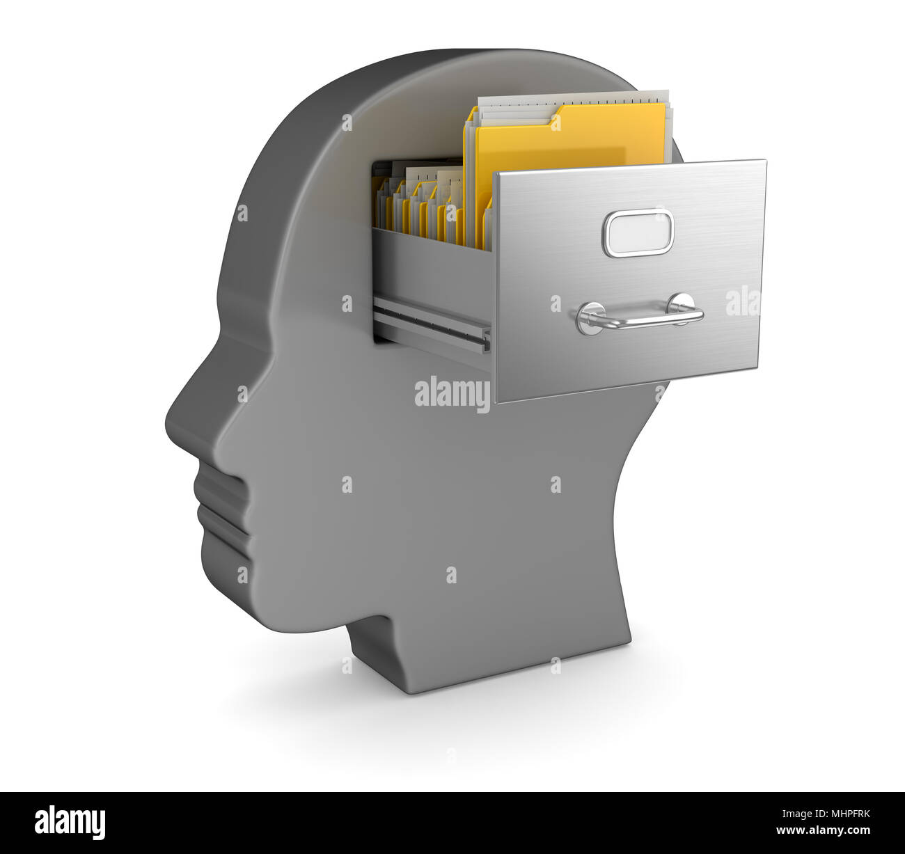 Yellow Folder in the Brain , This is a 3d rendered computer generated ...