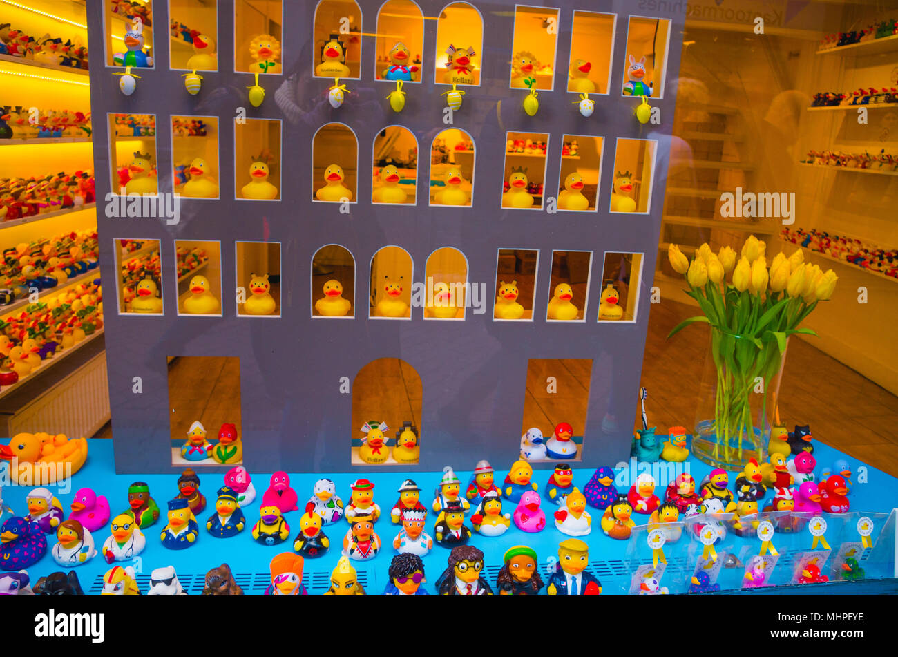 AMSTERDAM, NETHERLANDS, APRIL, 23 2018: Indoor view of yellow duck ...