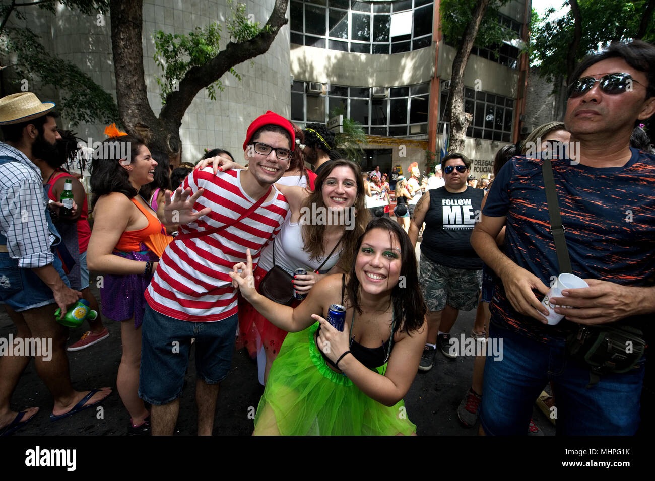 South America, Brazil - February 10, 2018: Revelers celebrate at the ...